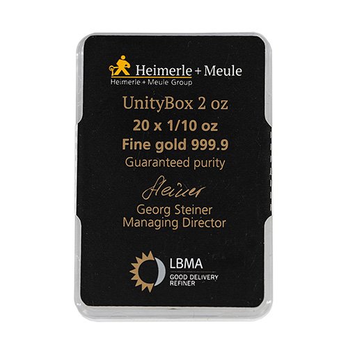 Gold UnityBox 20 x 1/10 Unze Heimerle und Meule